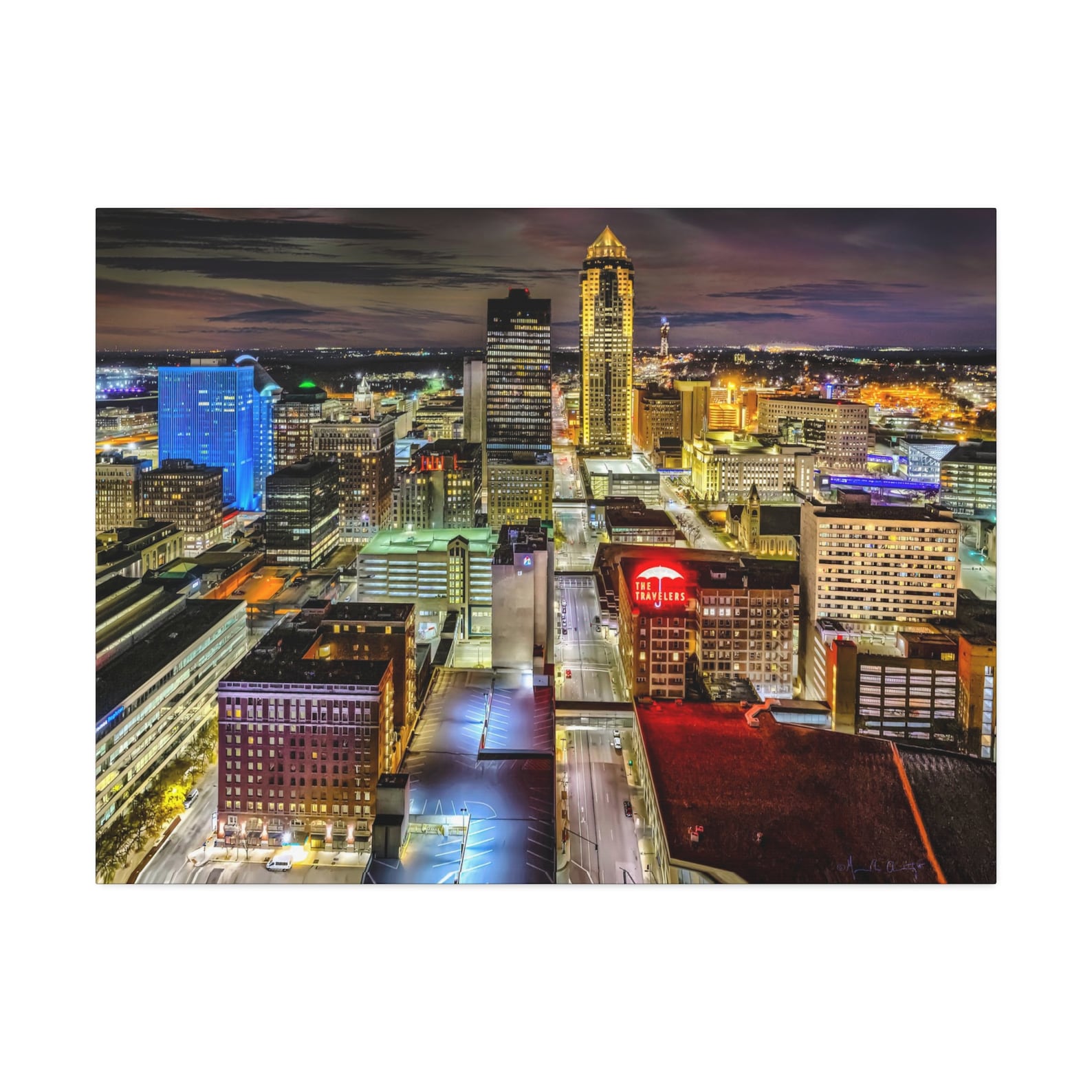 Des Moines Cityscape, 40 X 30 Canvas Print, Our Original Artwork, Iowa ...