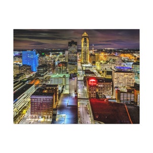Des Moines Cityscape, 40 X 30 Canvas Print, Our Original Artwork, Iowa ...