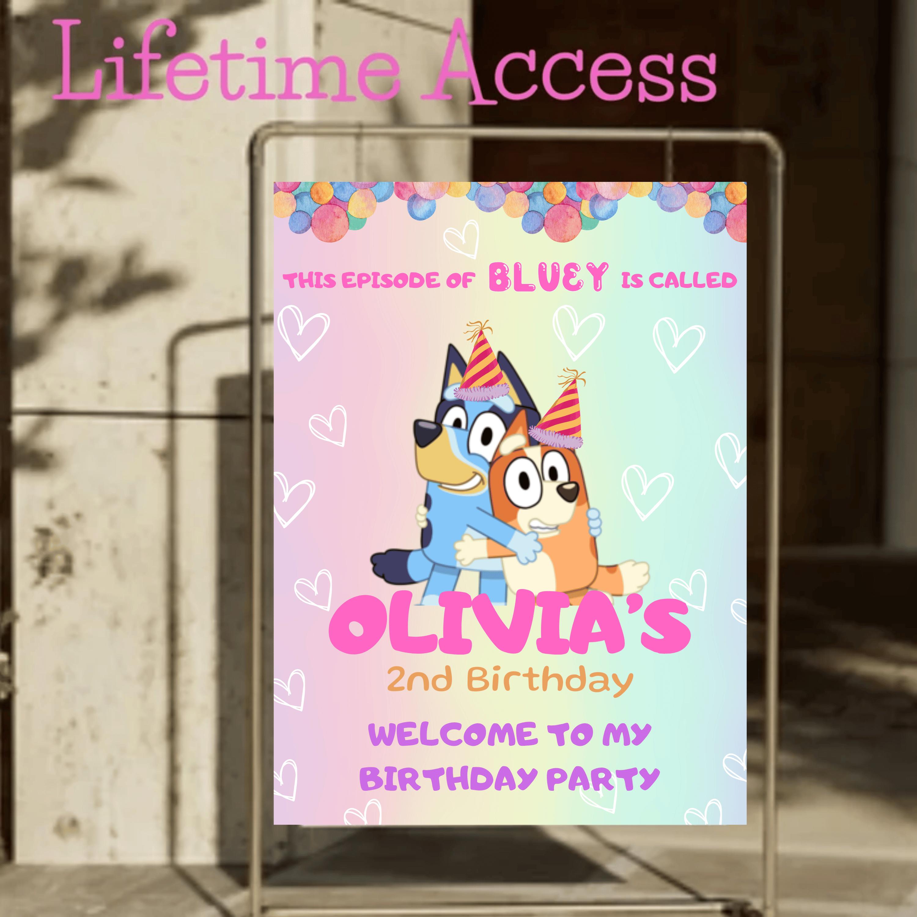 Editable Bluey Welcome Sign for Girl, Bluey and Bingo Birthday Party ...