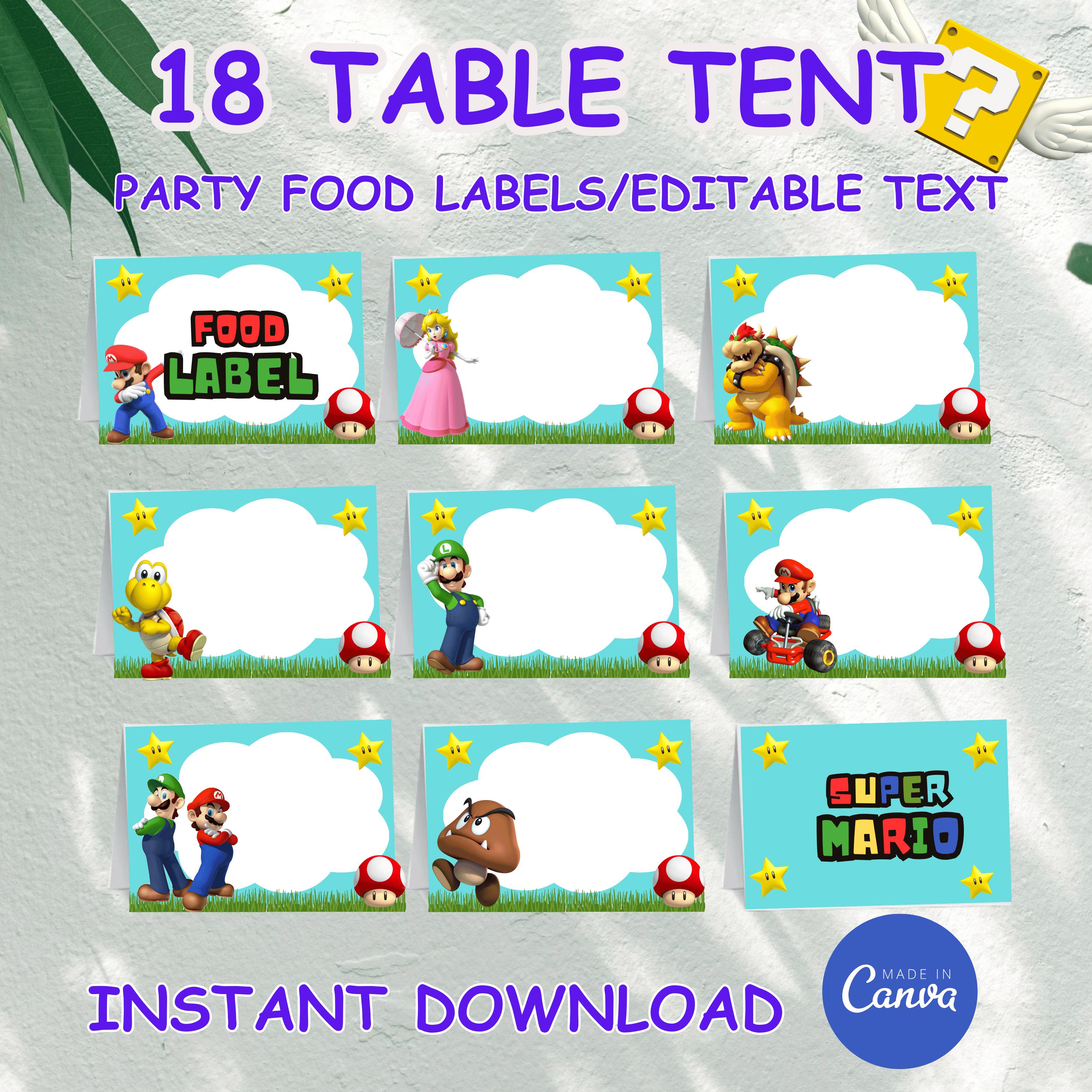 Editable Super Mario Food Labels Birthday Party,printable Mario Food ...