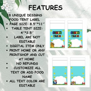 Editable Super Mario Food Labels Birthday Party,printable Mario Food ...