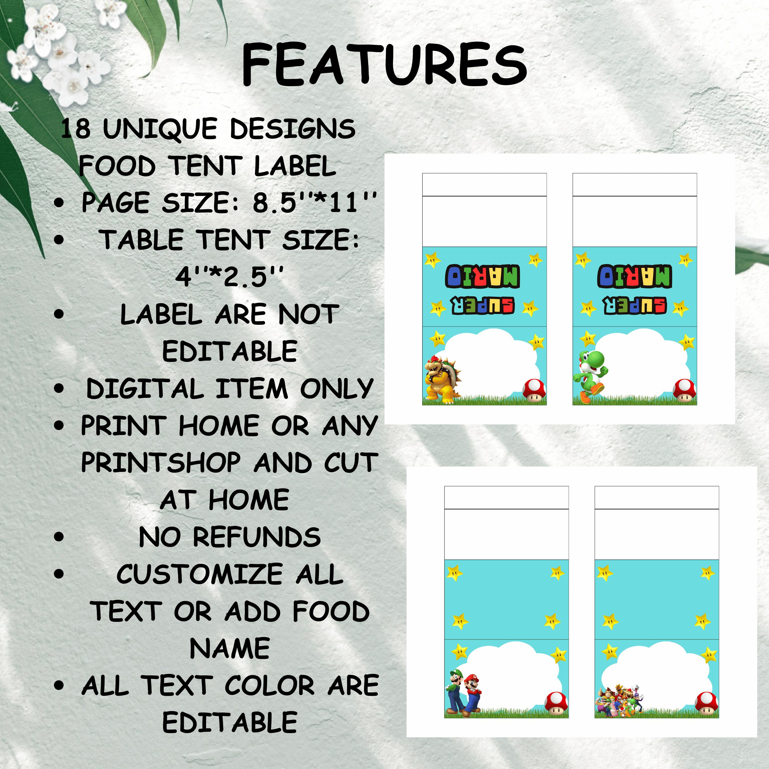 Editable Super Mario Food Labels Birthday Party,printable Mario Food ...