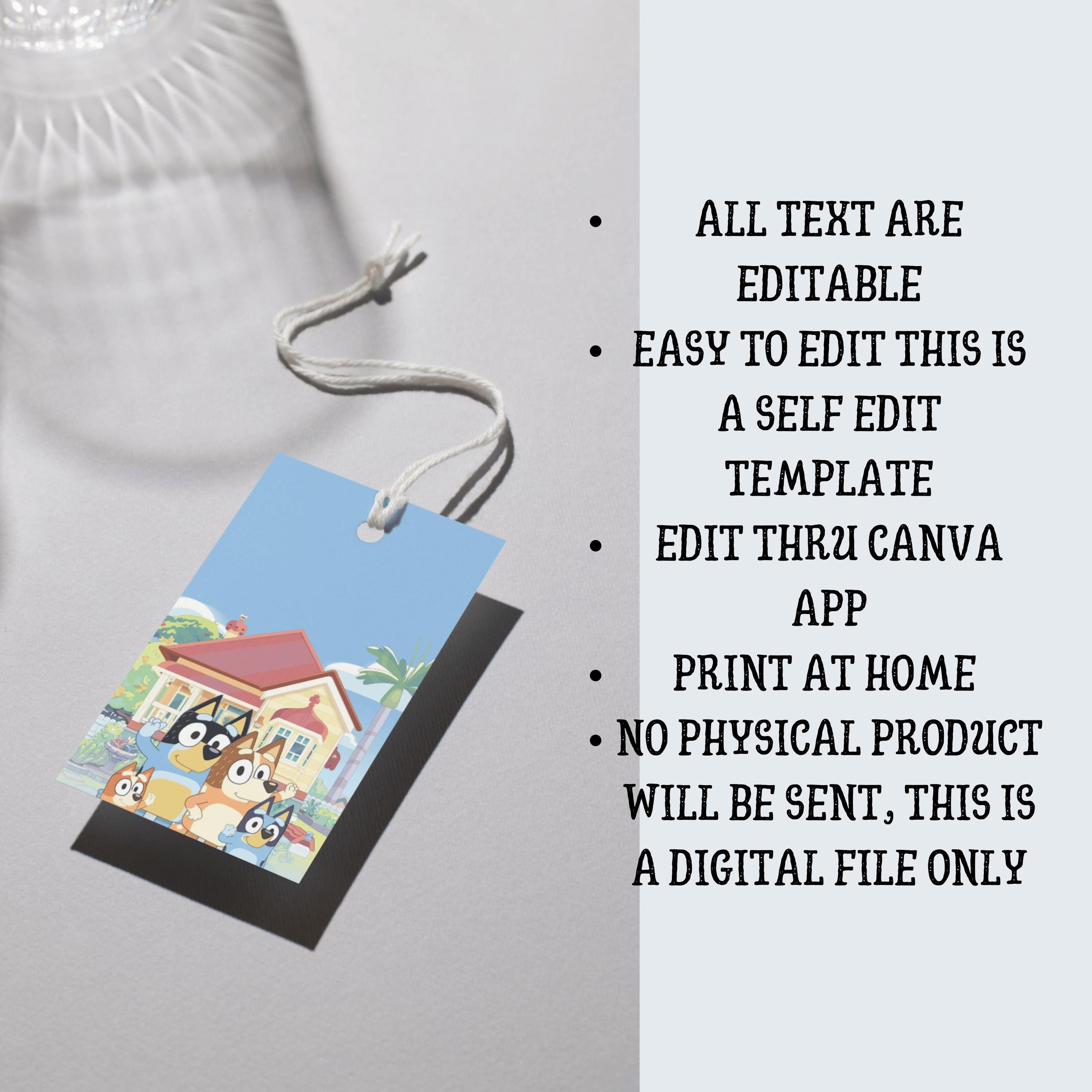 Editable Bluey Thank You Tags for Birthday Party,bluey and Bingo Party ...