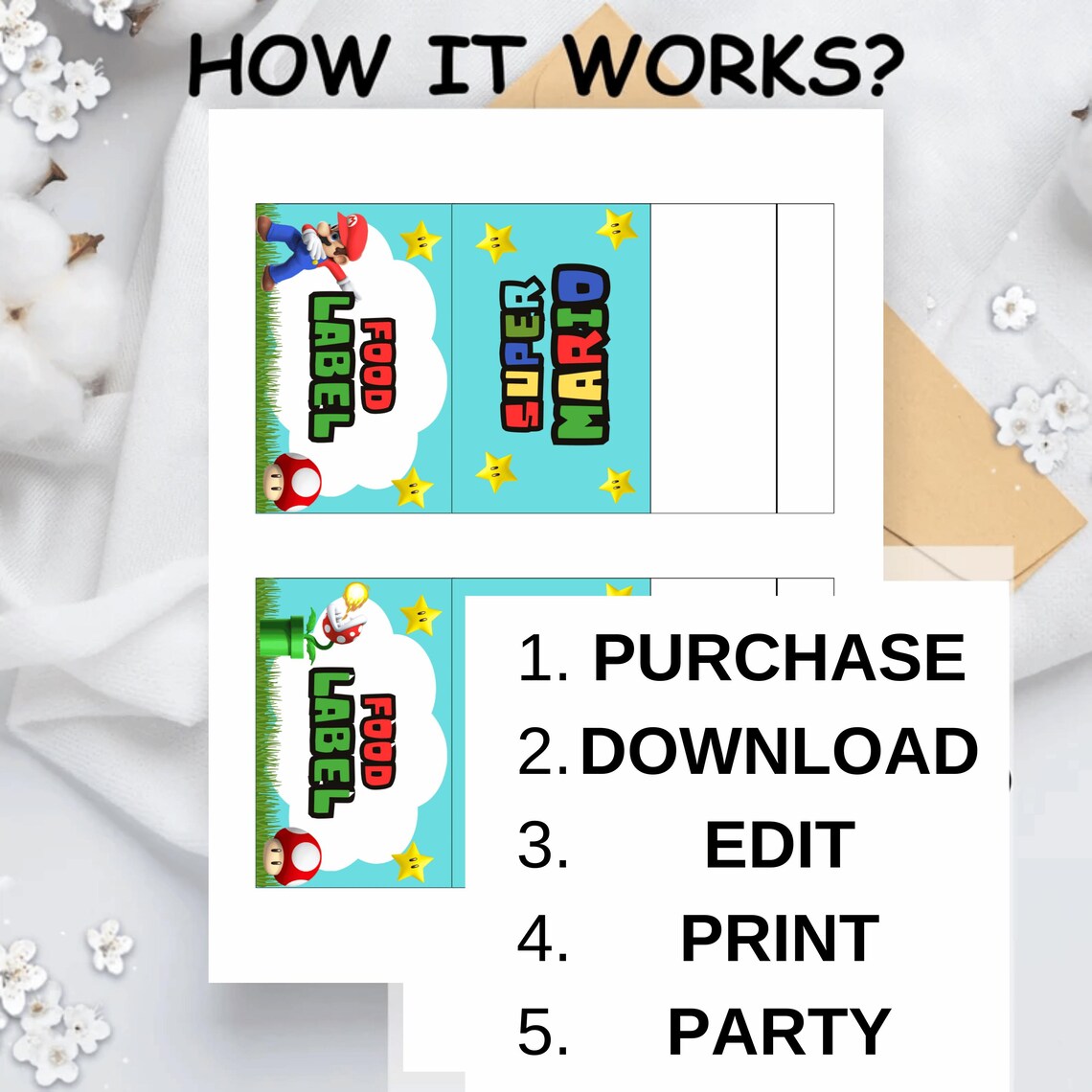 Editable Super Mario Food Labels Birthday Party,printable Mario Food ...