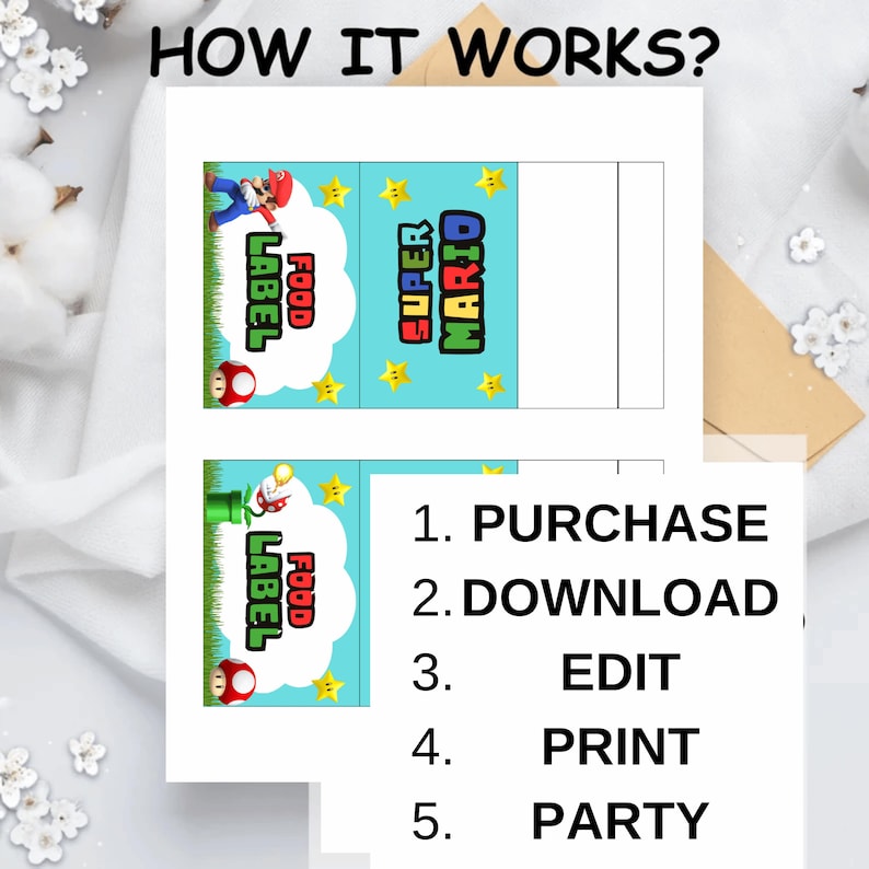 Editable Super Mario Food Labels Birthday Party,printable Mario Food ...