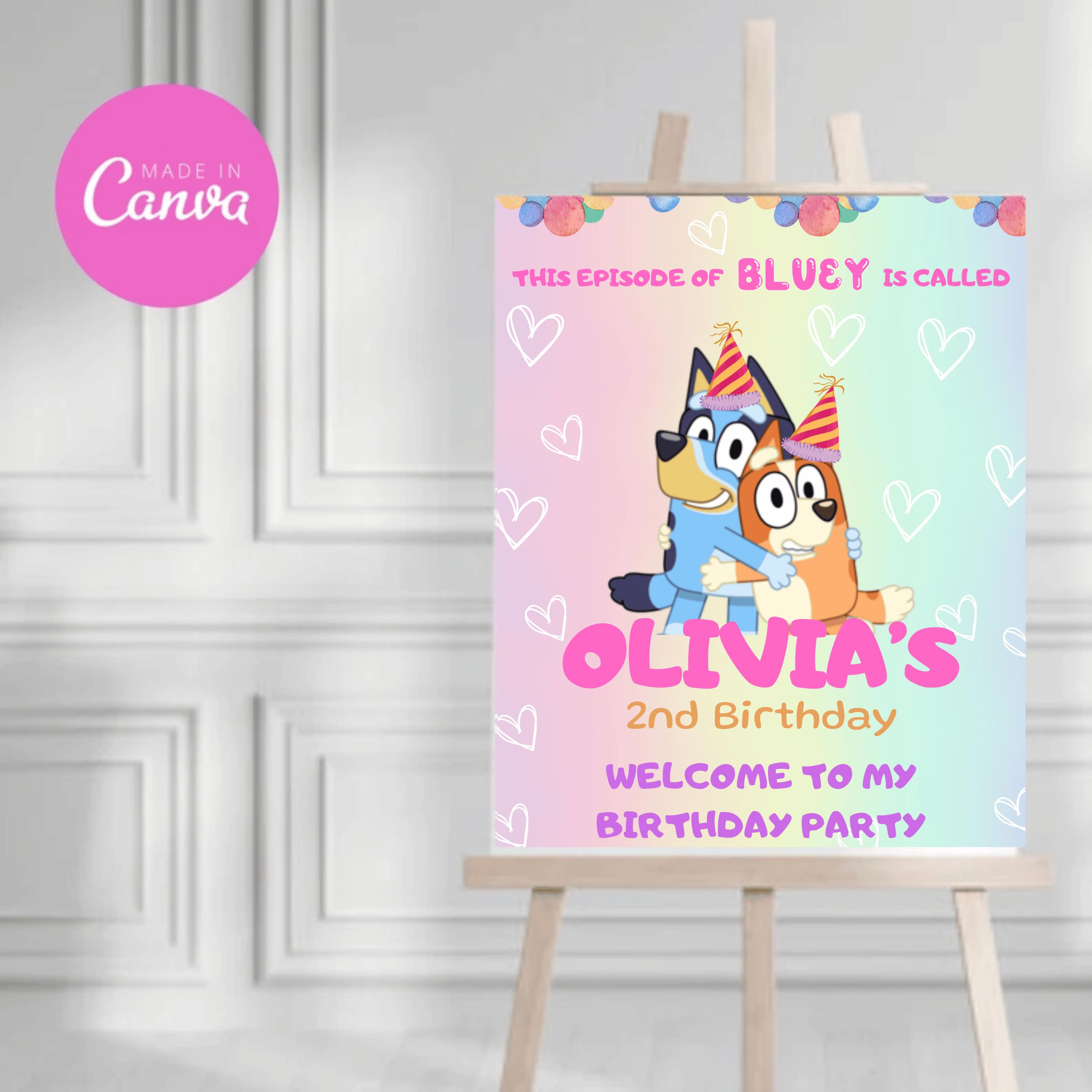 Editable Bluey Welcome Sign for Girl, Bluey and Bingo Birthday Party ...