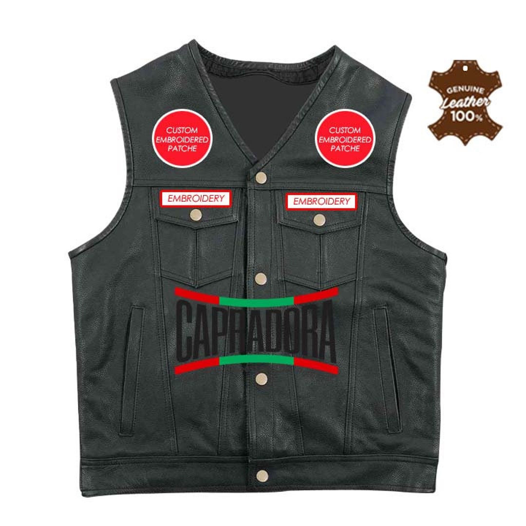 Personalized Motorcycle Vest Biker Vest Custom Cowhide Leather Genuine ...