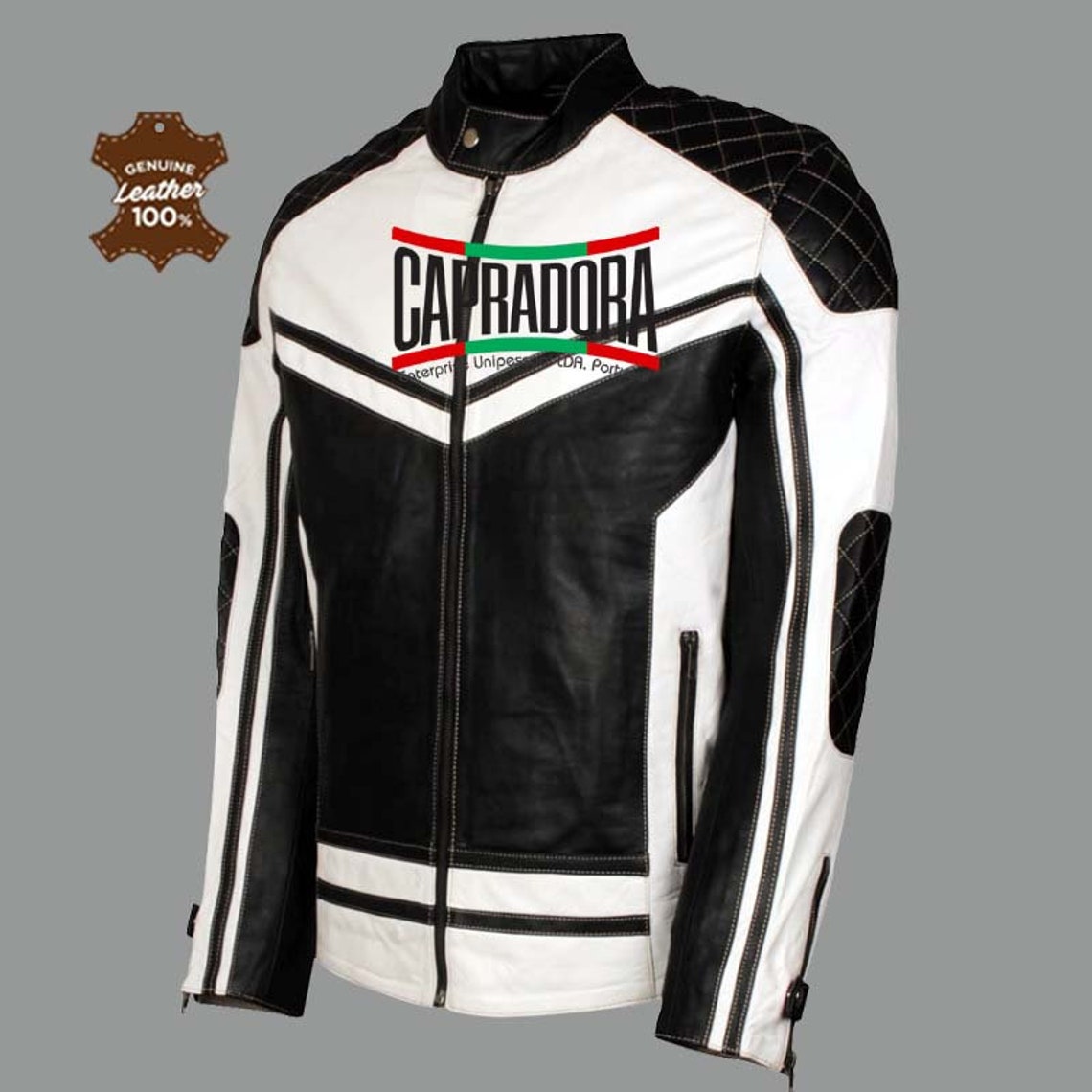 Black and White Leather Jacket Biker Jacket White Leather Jacket Men ...