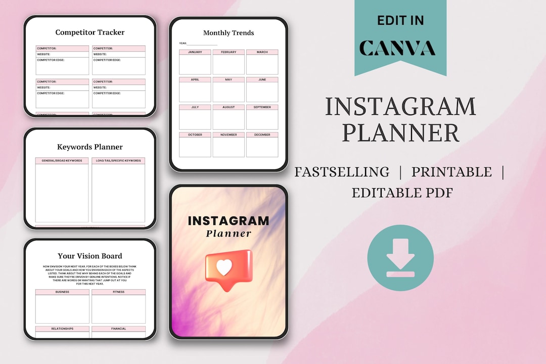 Instagram Planner | Printable Social Media | Instagram Post Planner ...