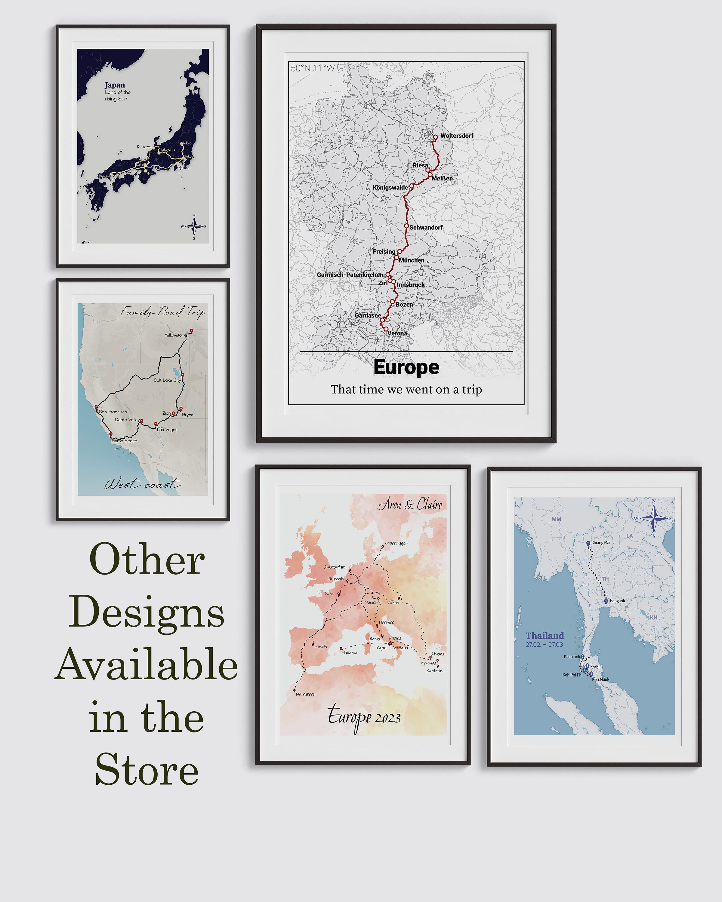 Custom Watercolor Travel Map Adventure Road Trip Illustrated Map ...