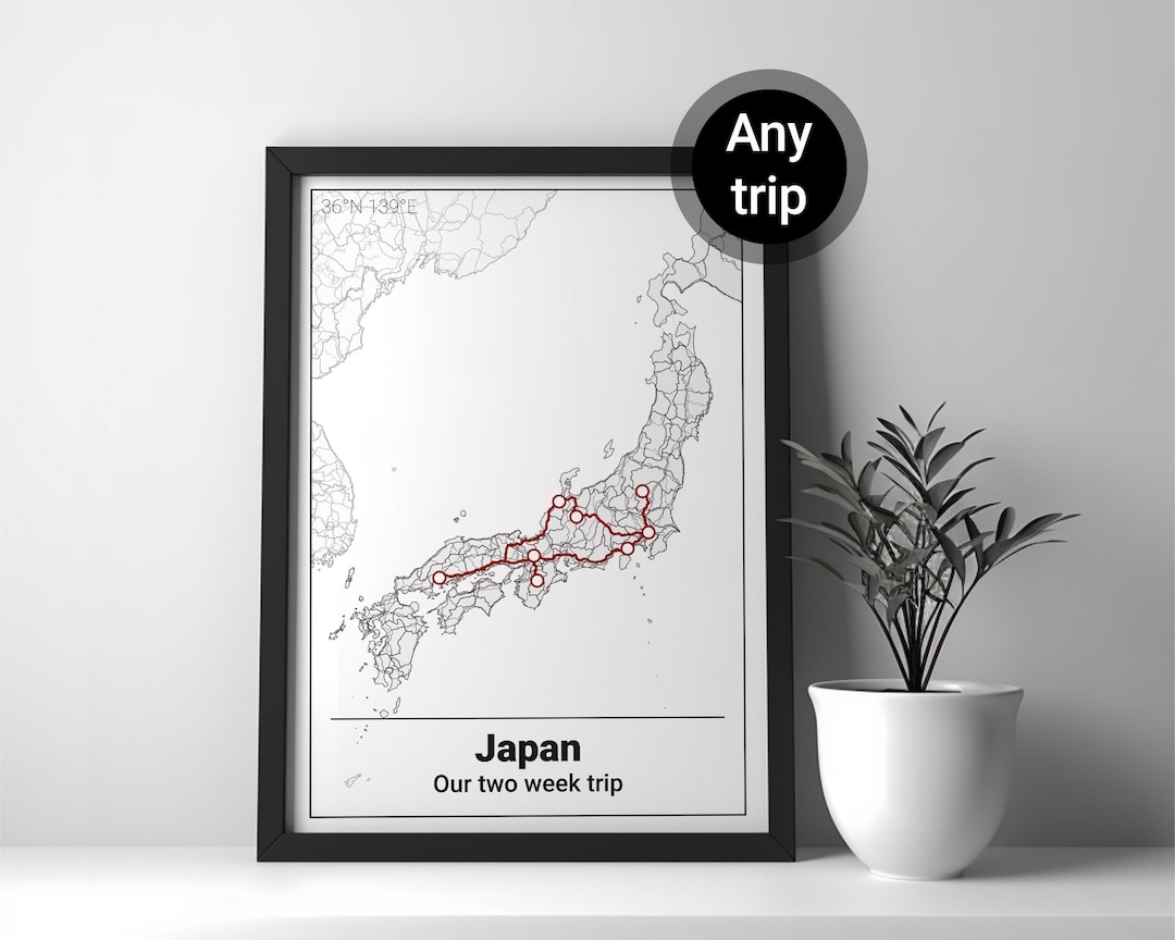 Any Travel Route Poster | Custom Trip Memory | Personalized Country Map ...