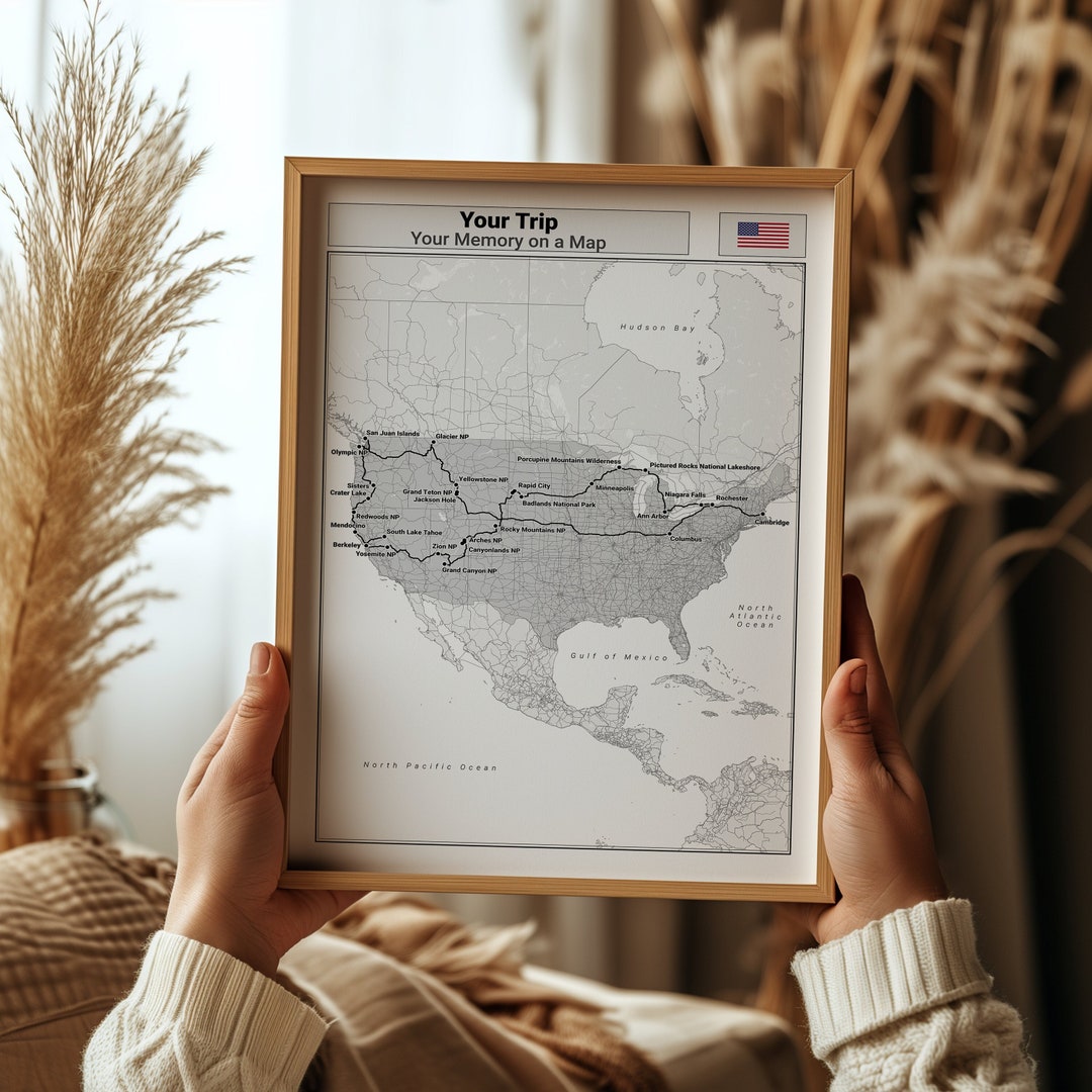 Detailed Custom Adventure Map | Custom Travel Gift | Unique Adventure ...