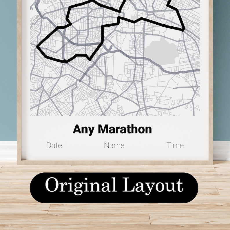 Personalized Run Map Poster Any Official or Any Tracked Run Custom ...