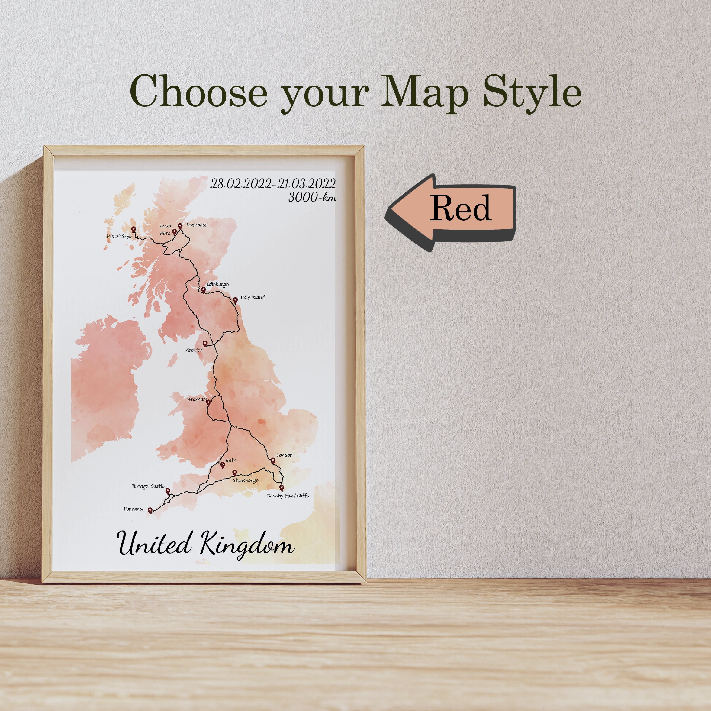 Custom Watercolor Travel Map Adventure Road Trip Illustrated Map ...