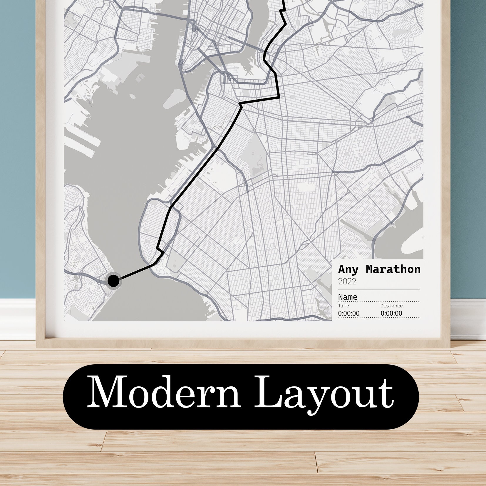 Personalized Run Map Poster Any Official or Any Tracked Run Custom ...