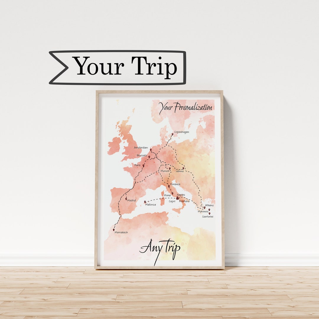 Unique Watercolor Travel Map | Adventure Roadtrip Poster| Personalized ...