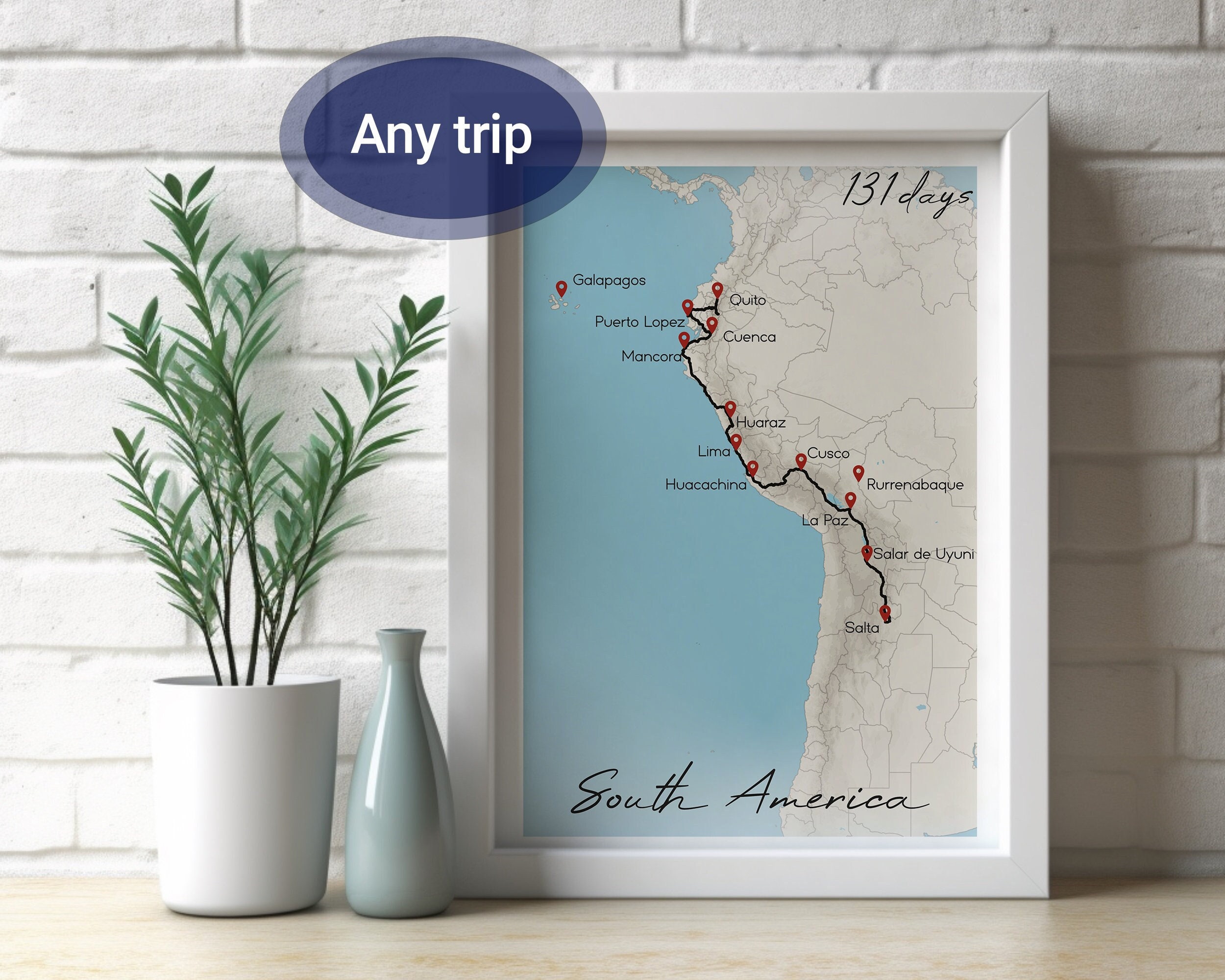 Customizable Travel Map Adventure Road Trip Illustrated Poster ...