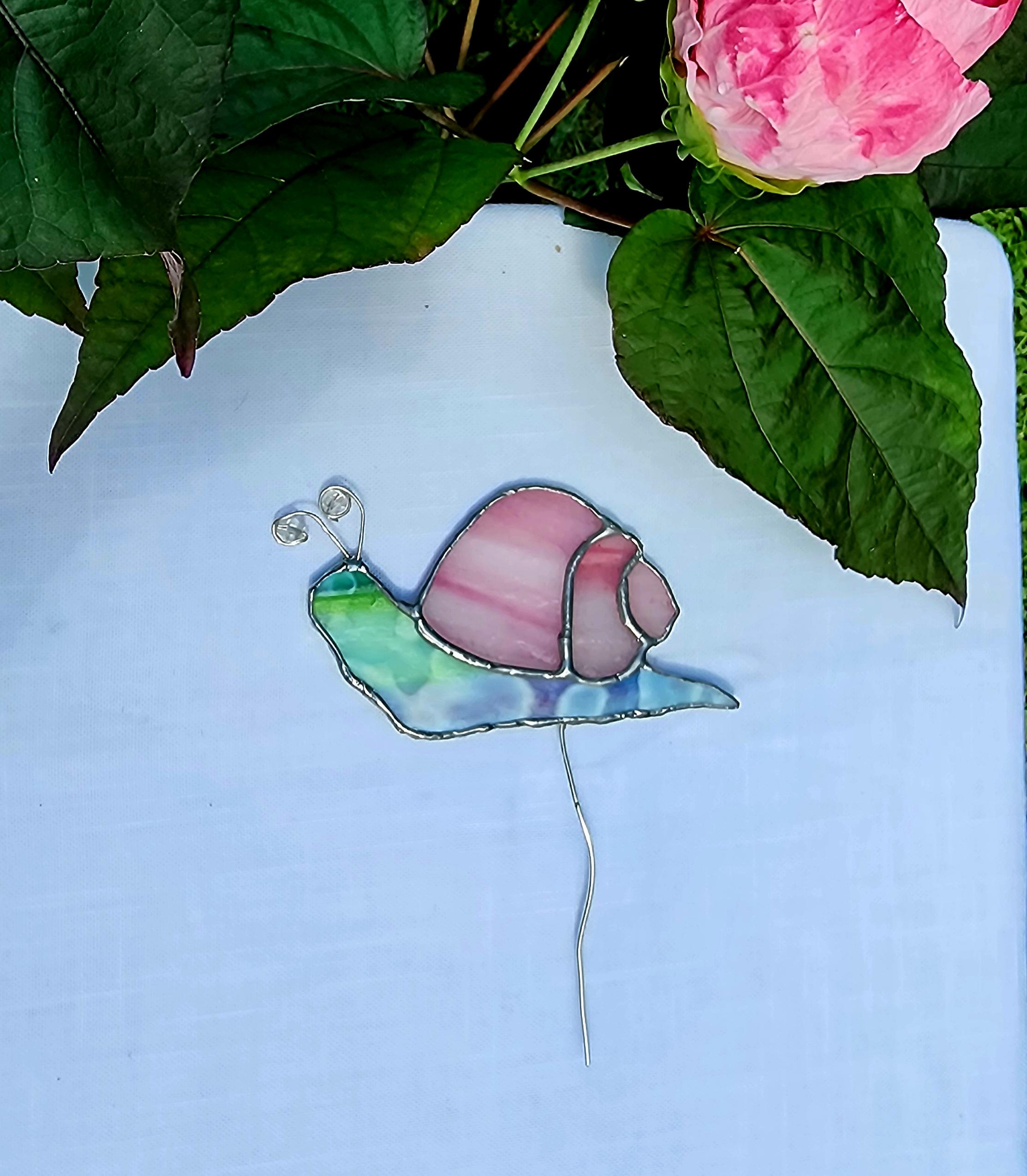 Stained Glass Snail Plant Stake - Etsy