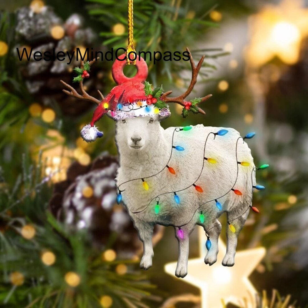 Sheep Christmas Light Acrylic Shaped Ornaments, 2D Flat Ornament - Etsy