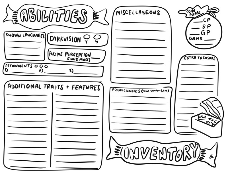 D+D Character Sheets for ADHD - Etsy