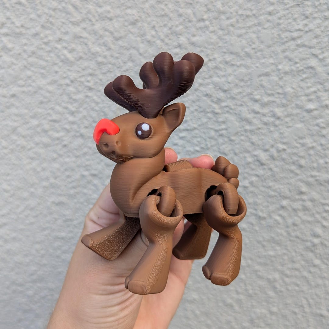 Reindeer With Running Legs 3D Printed Figure: Rudolph Desk Pet - Etsy