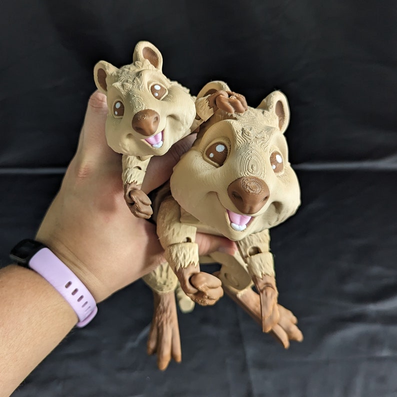 Quokka 3D Printed Articulated Figure: Regular or Jumbo, Smiling ...