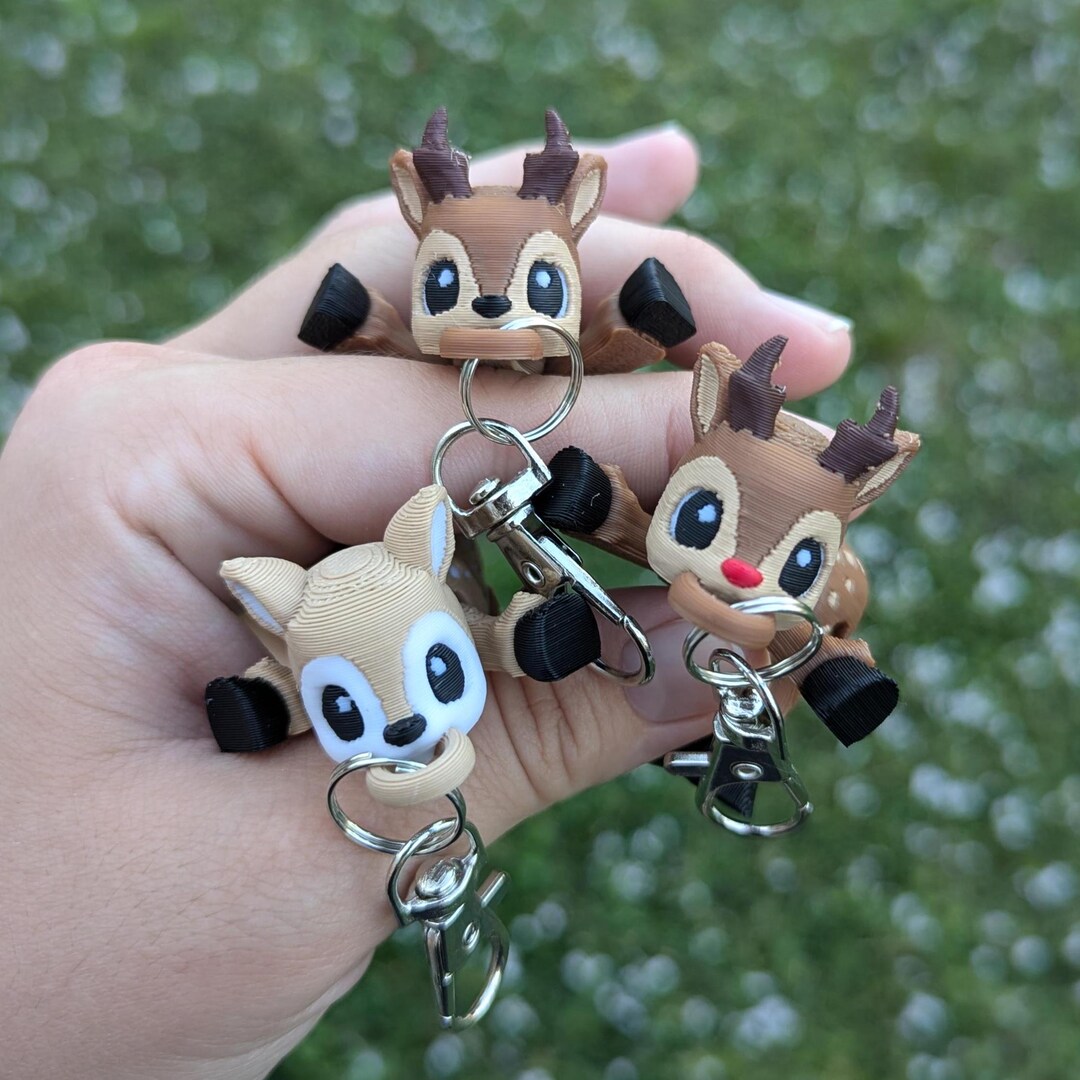 Mini Reindeer 3D Printed Articulated Keychain: Christmas Animals, Santa ...
