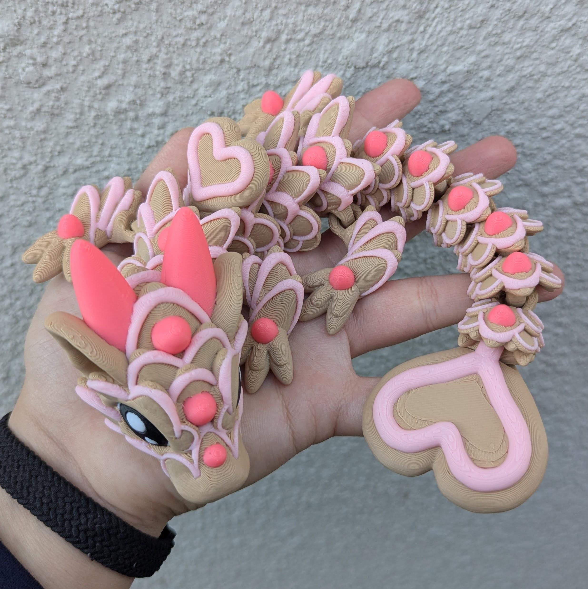 Cookie Baby Dragon 3D Printed Articulated Figure: Hearts, Love, Flexi ...