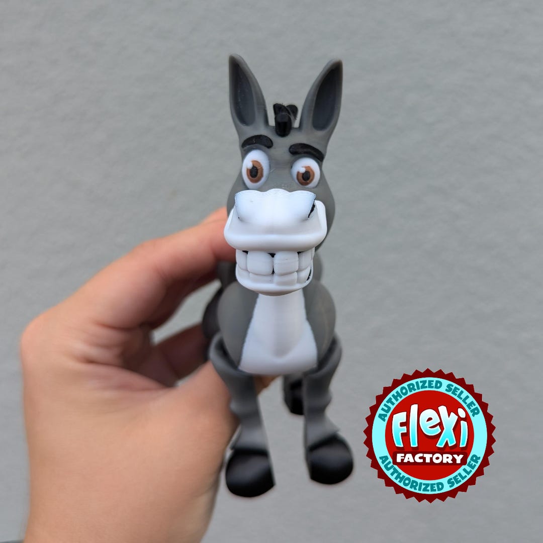 Grinning Donkey 3D Printed Figure - Cute Smiling Donkey - Twisting Head ...