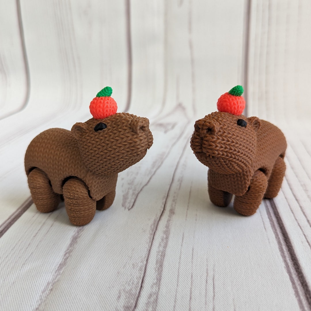 Capybara Knit-look 3D Printed Articulated Figure With Apple on Head ...