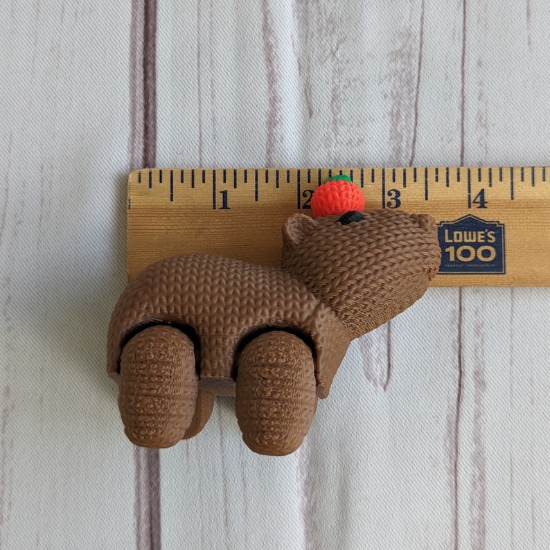 Capybara Knit-look 3D Printed Articulated Figure With Apple on Head ...