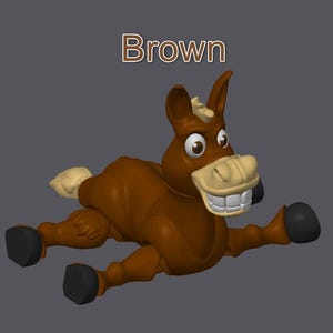 Grinning Donkey 3D Printed Figure - Cute Smiling Donkey - Twisting Head ...