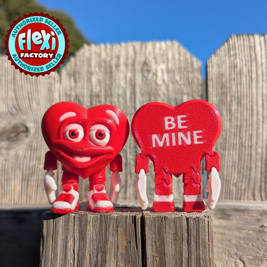 Heart Man 3D Printed Articulated Figure: Be Mine Flexi Heart Guy ...
