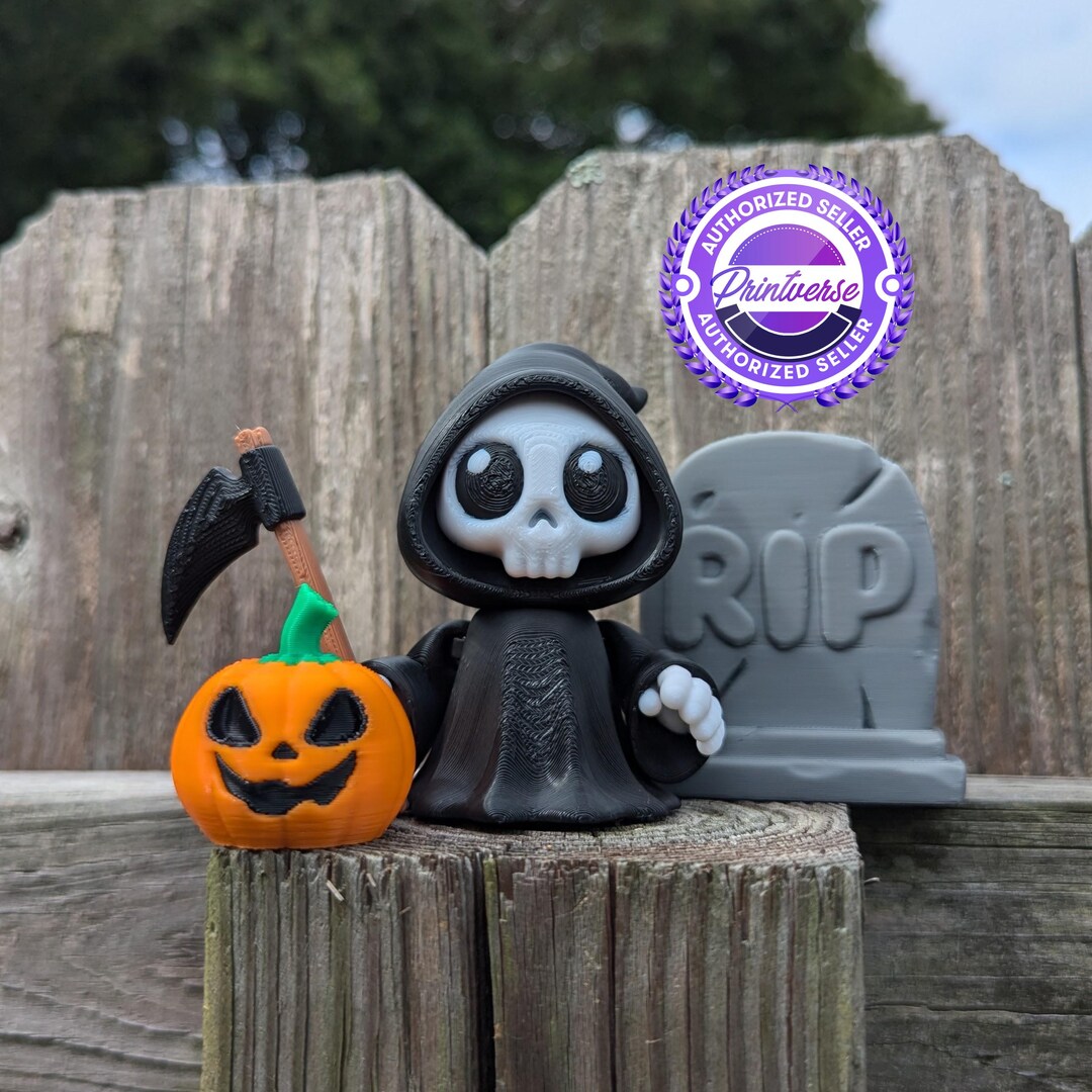 Grim Reaper 3D Printed Articulated Figure With Add-on Option: Tombstone ...