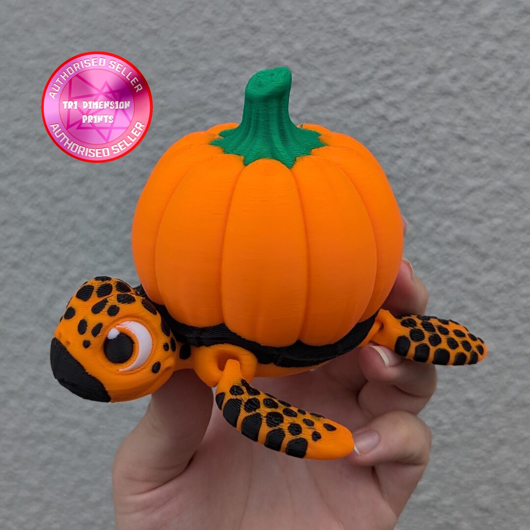 Pumpkin Turtle 3D Printed Articulated Model - Cute Halloween ...