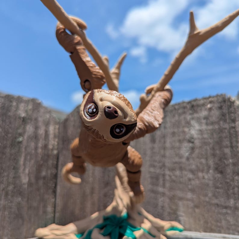 Sloth 3D Printed Articulated Figure Set: Display Piece, Sloth and Tree ...