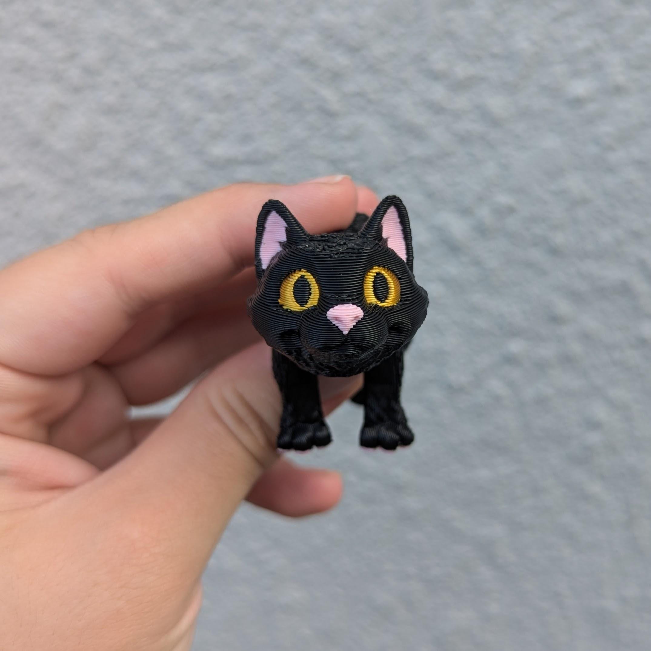Mini Cat 3D Printed Articulated Figure: Miniature Pocket Pal, Flexi ...