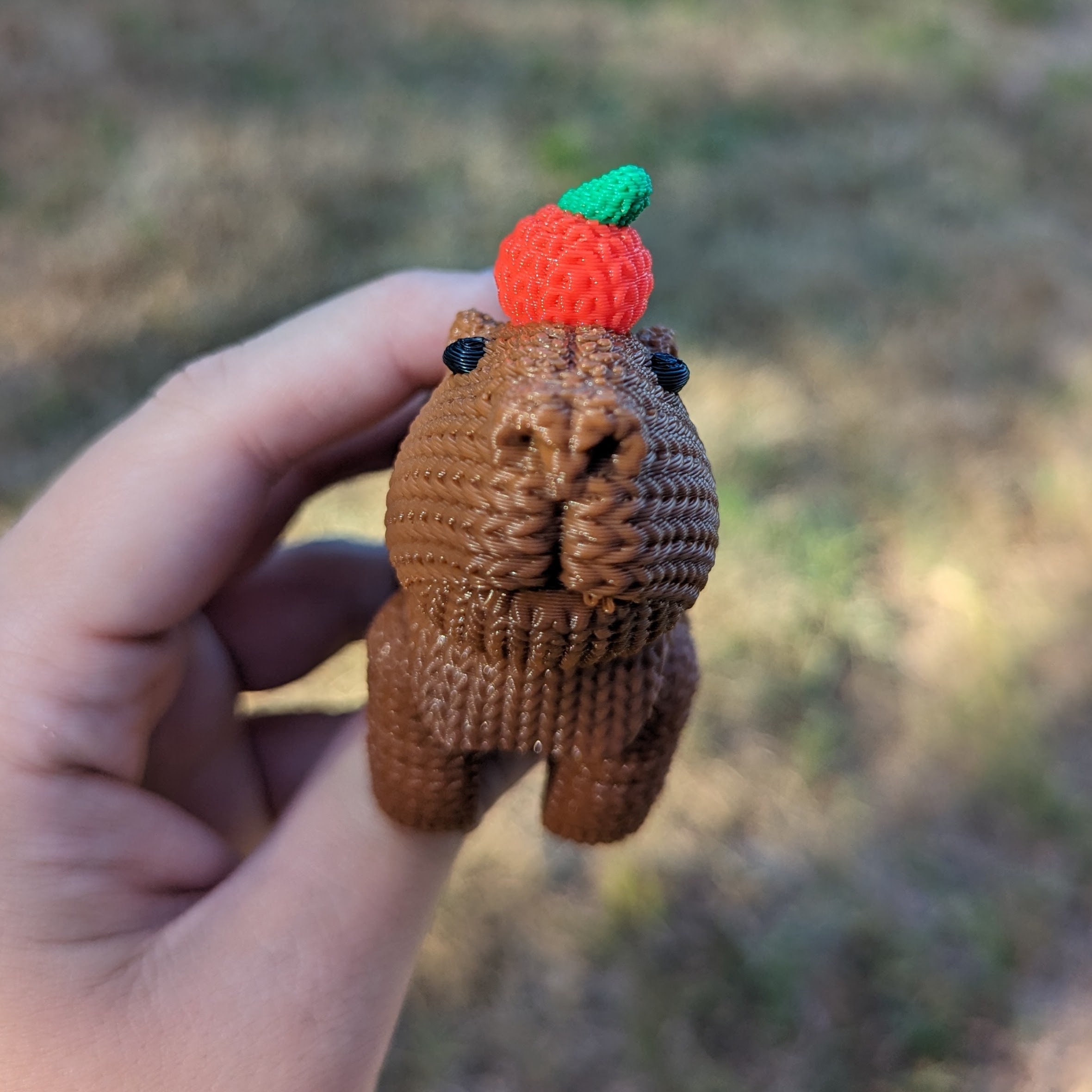Capybara Knit-look 3D Printed Articulated Figure With Apple on Head ...