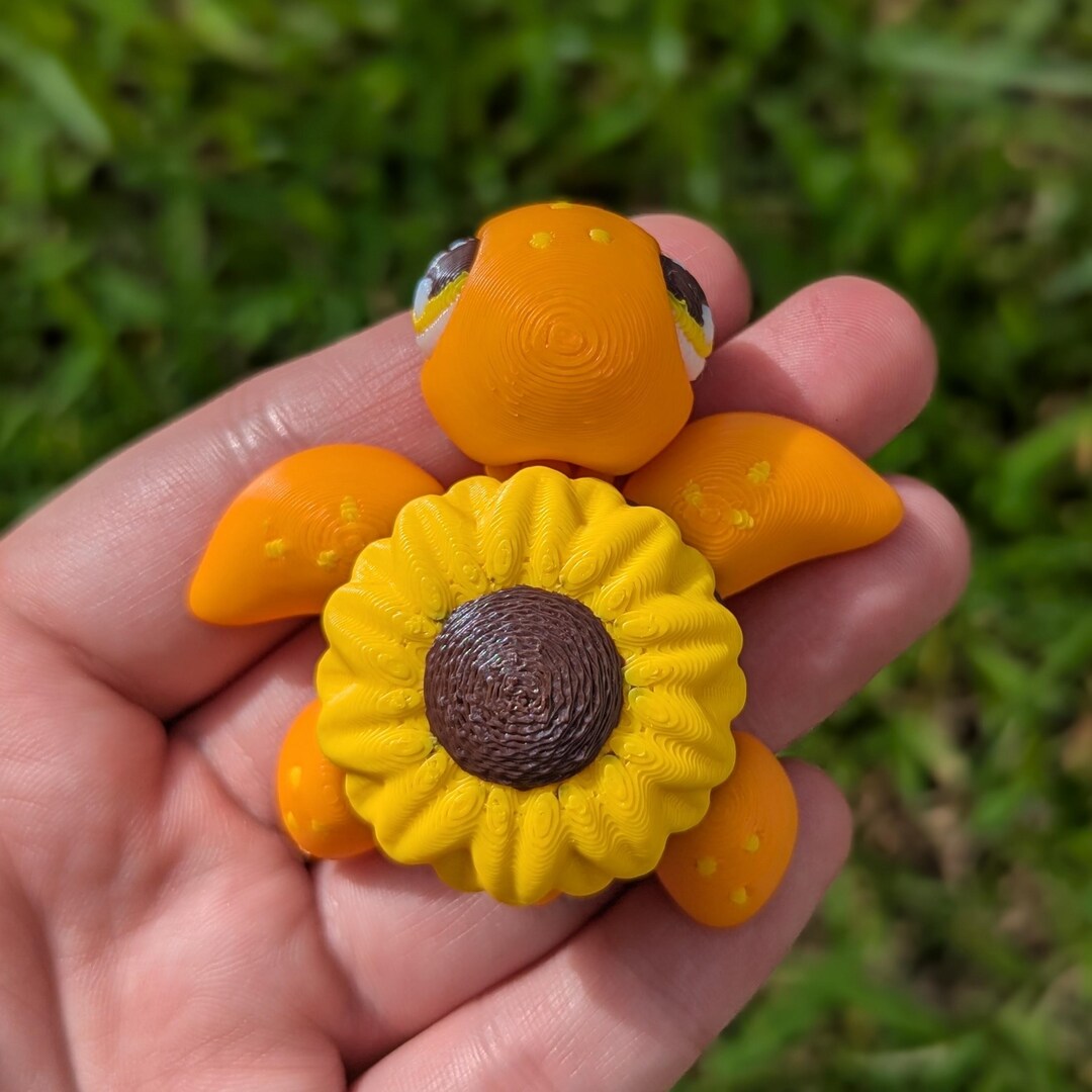 Sunflower Sea Turtle 3D Printed Mini Articulated Figure: Fall, Flowers ...