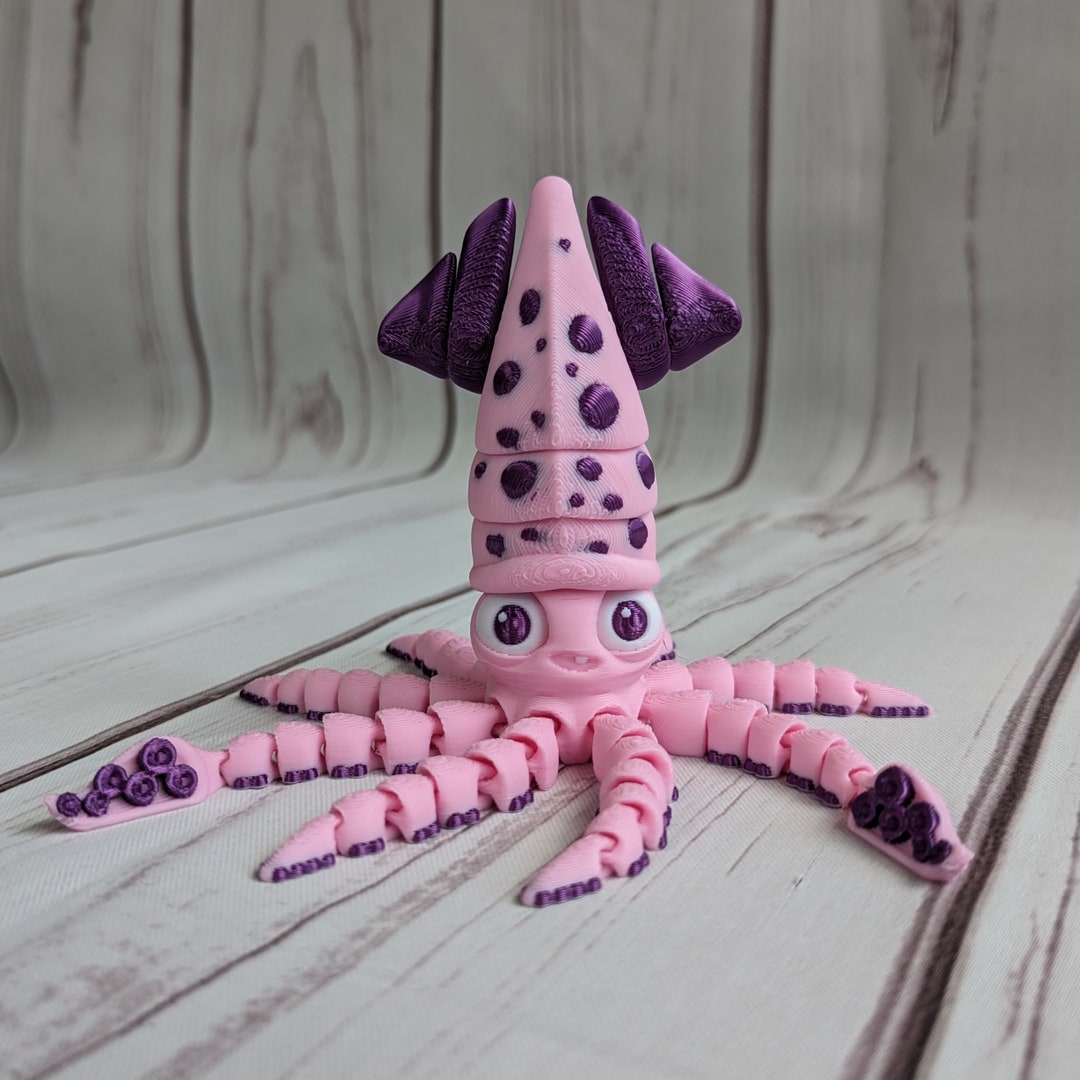 Squid 3D Printed Articulated Figure: Flexi Fidget Model - Etsy