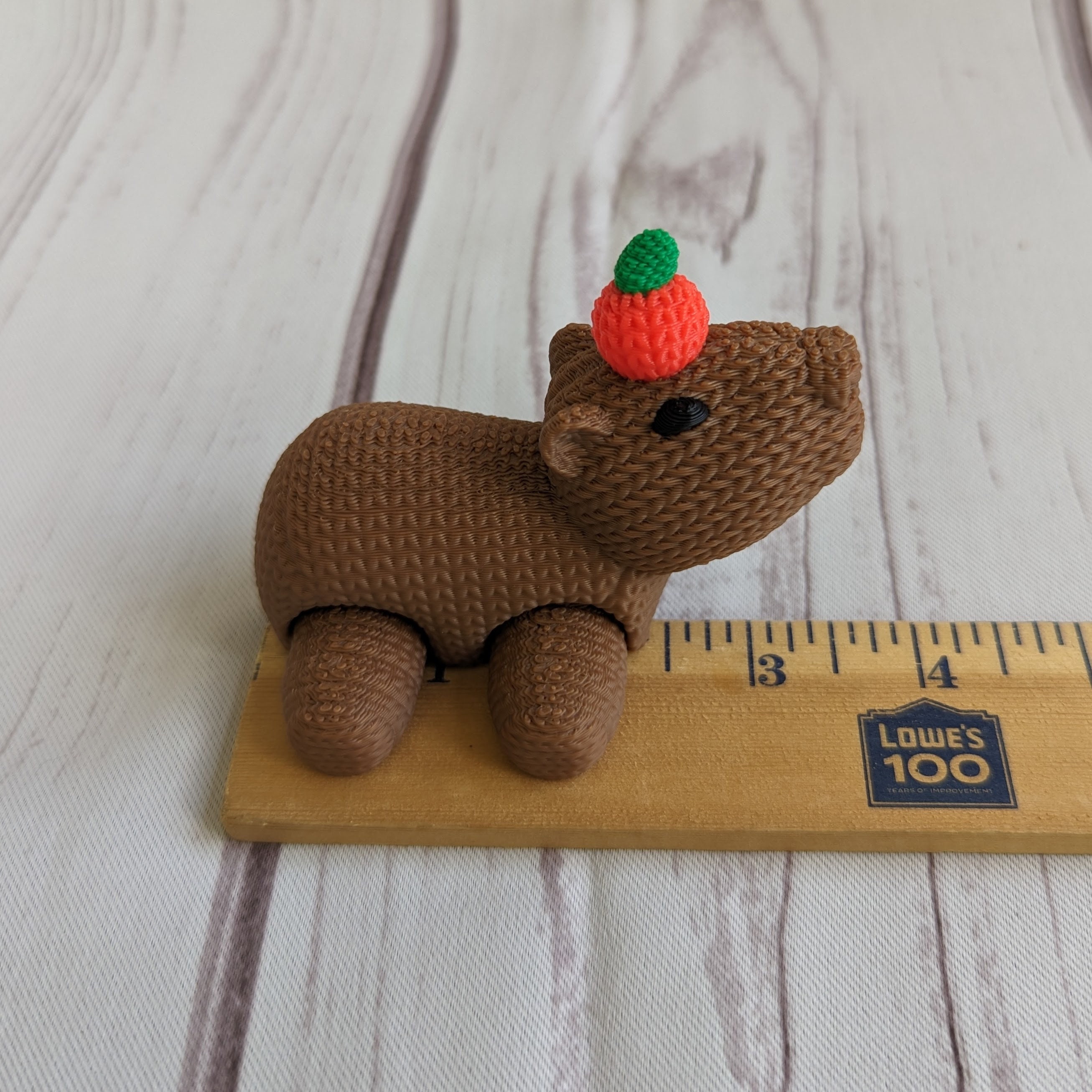 Capybara Knit-look 3D Printed Articulated Figure With Apple on Head ...