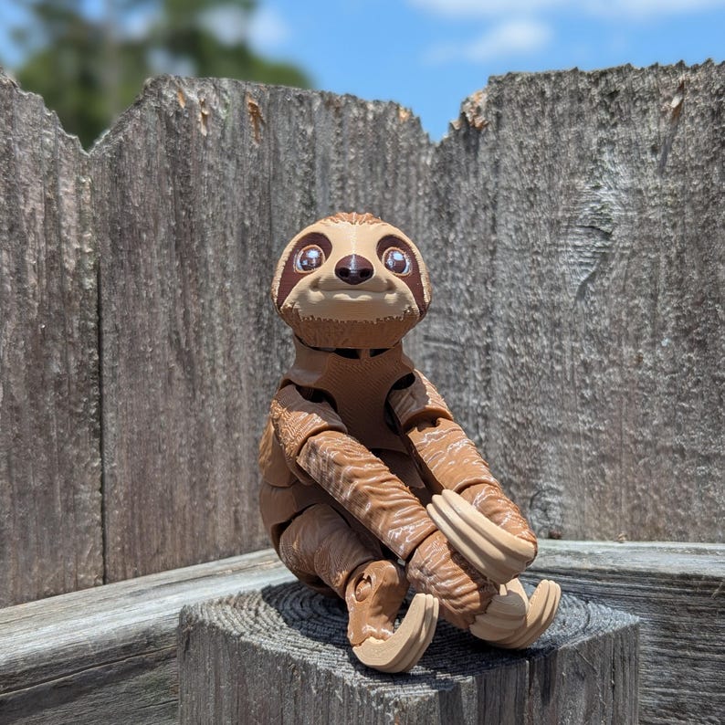 Sloth 3D Printed Articulated Figure Set: Display Piece, Sloth and Tree ...
