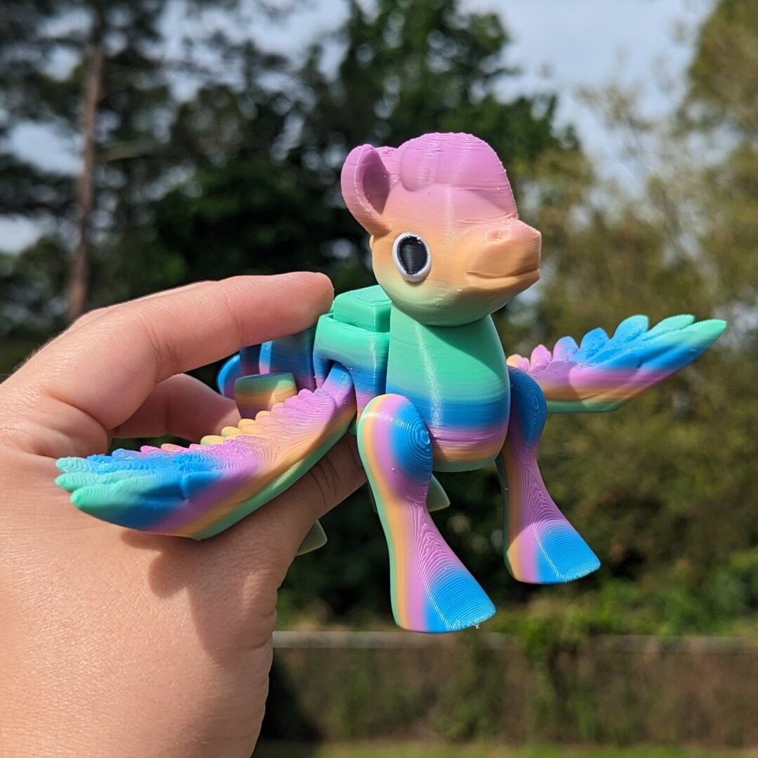 Pegasus With Flapping Wings 3D Printed Articulated Figure: Fantasy, Flapping Wing Horse ...