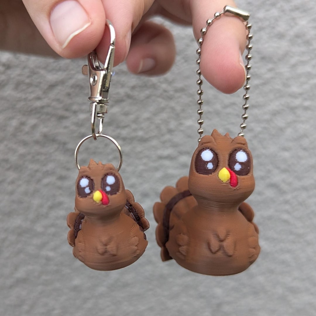 Mini Turkey Articulated 3D Printed Keychain - Cute Fall Gift ...
