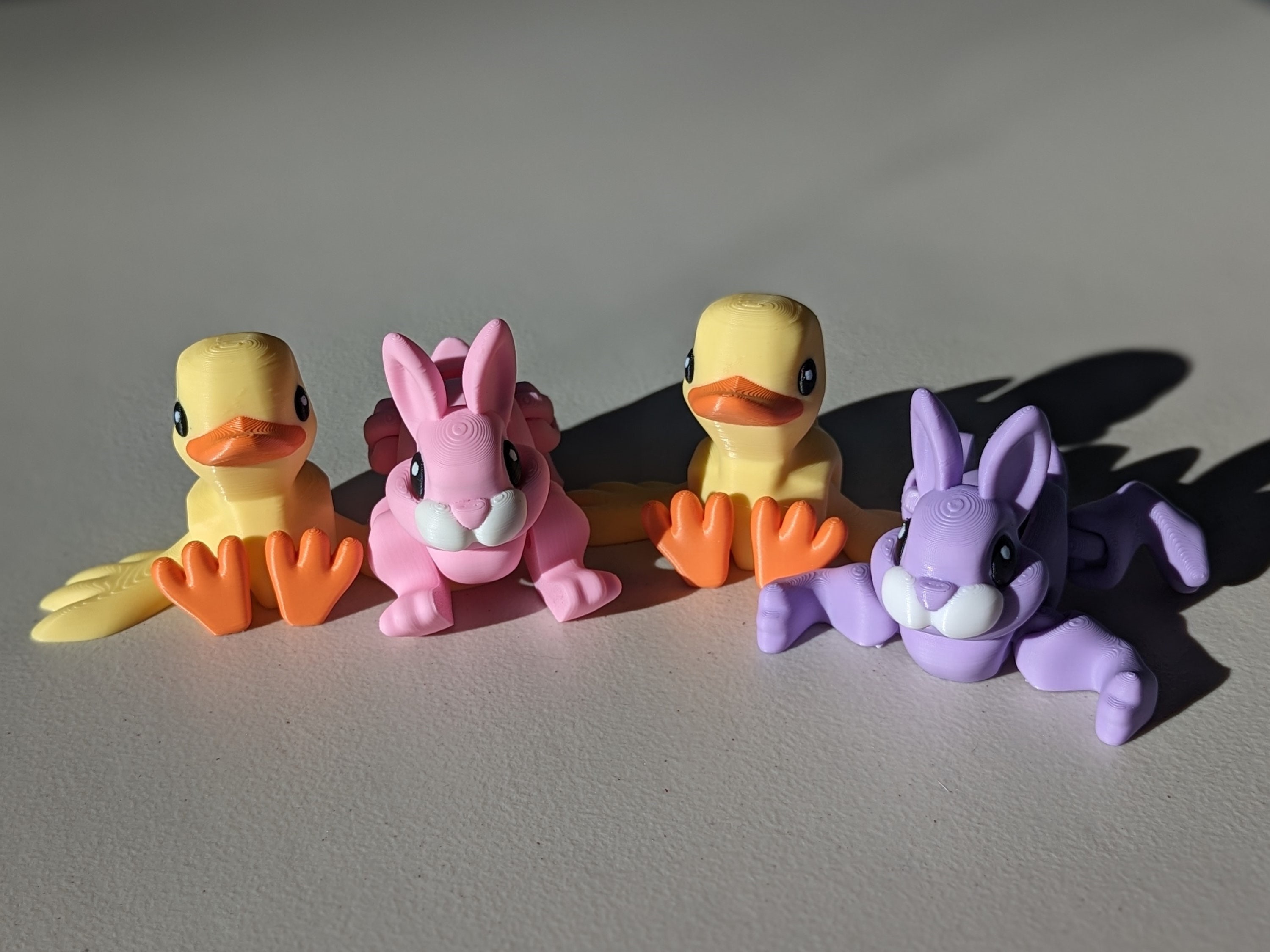 Interactive Easter Figure Set 3D Printed Movable Duck and Bunny, Easter ...