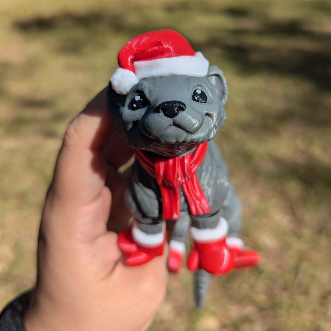 Holiday Ferret 3D Printed Articulated Poseable Figure - Cute Ferret ...