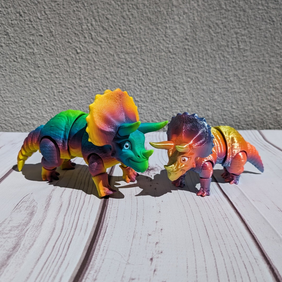 Triceratops Poseable 3D Printed Figurine - Articulated Dinosaur Model ...