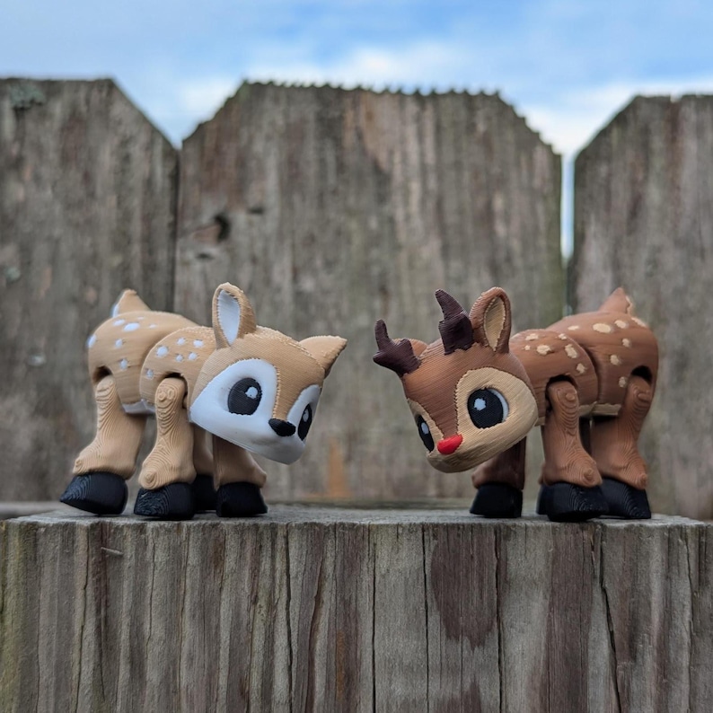 Mini Reindeer 3D Printed Articulated Figure: Christmas Animals, Santa's ...