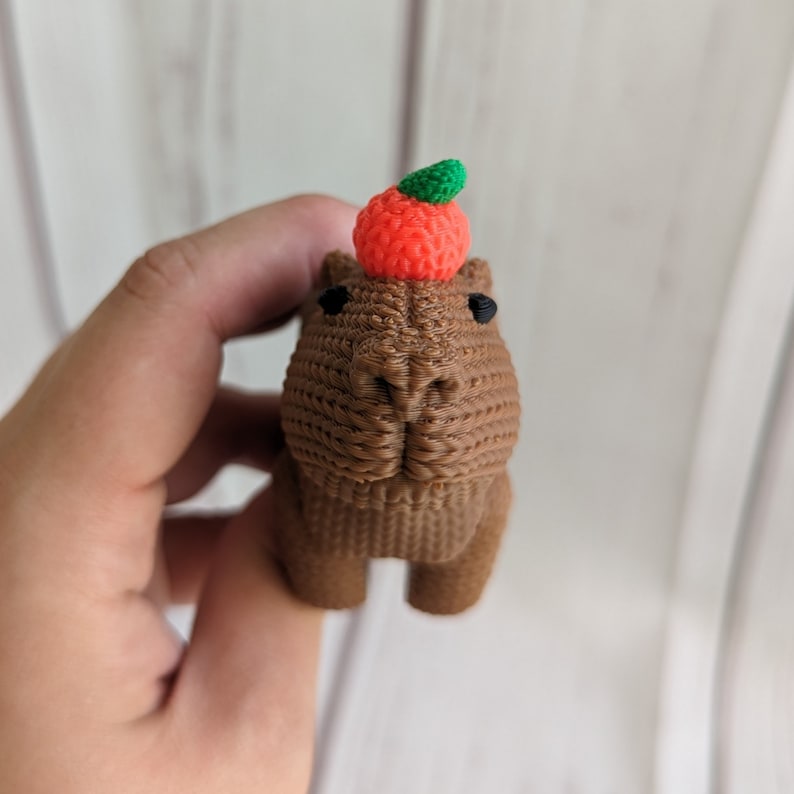 Capybara Knit-look 3D Printed Articulated Figure With Apple on Head ...