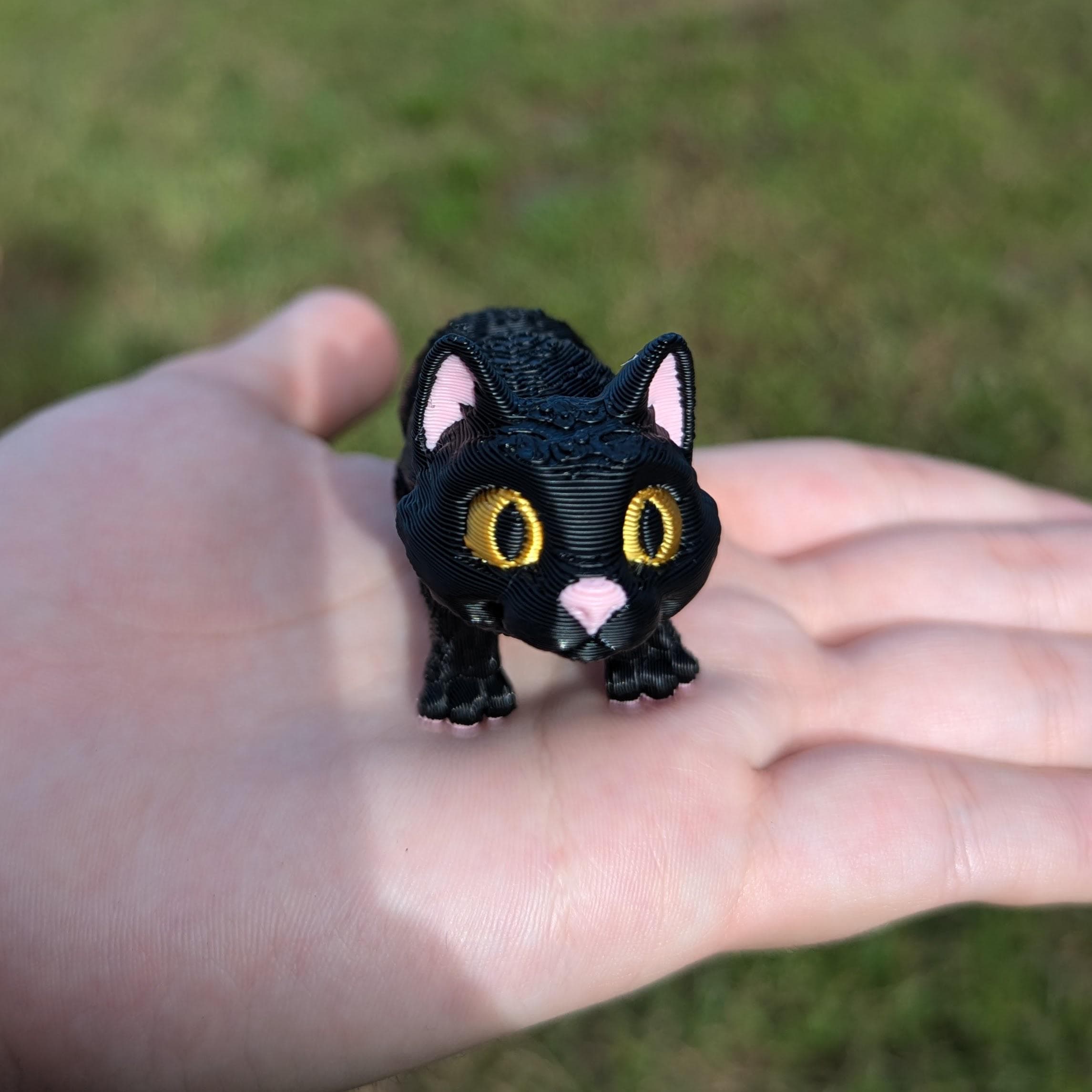 Mini Cat 3D Printed Articulated Figure: Miniature Pocket Pal, Flexi ...